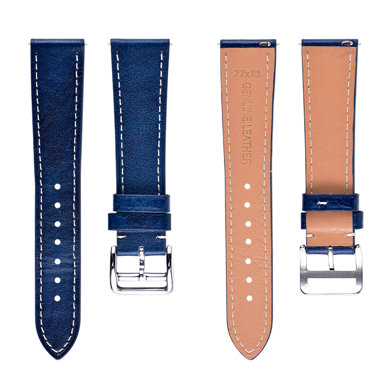 Vintage Blue Genuine Leather Strap 22x18mm Soft Fit OEM Low MOQ | SHX